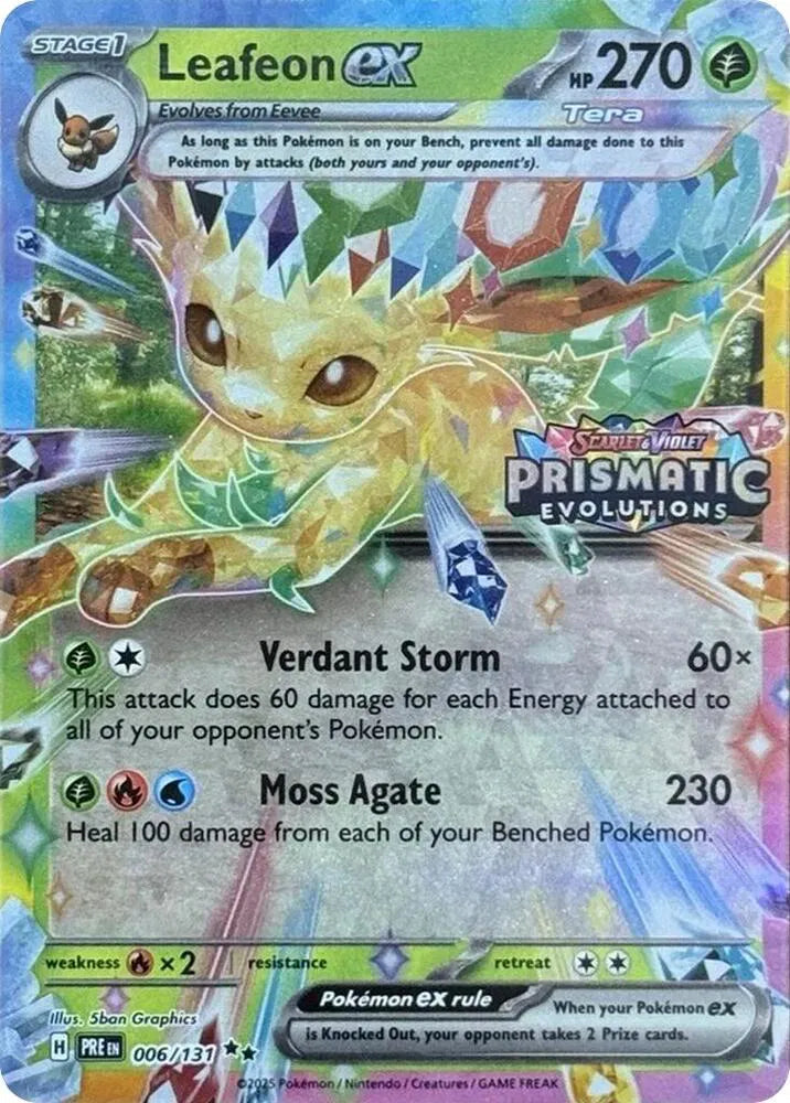 Leafeon ex 006/131 (Prismatic Evolutions Stamp) Promo 006/131 Miscella ...
